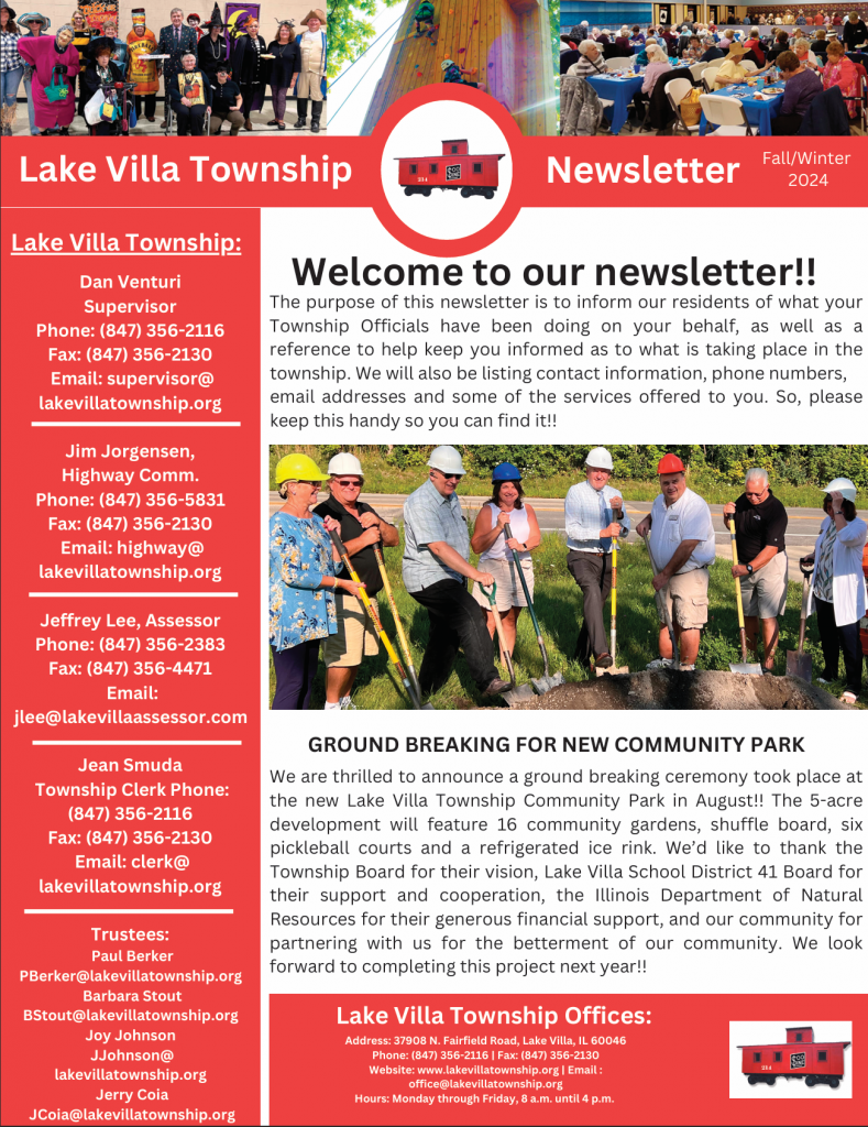 Lake Villa Township Newsletter arriving in mailboxes | Lake Villa Township